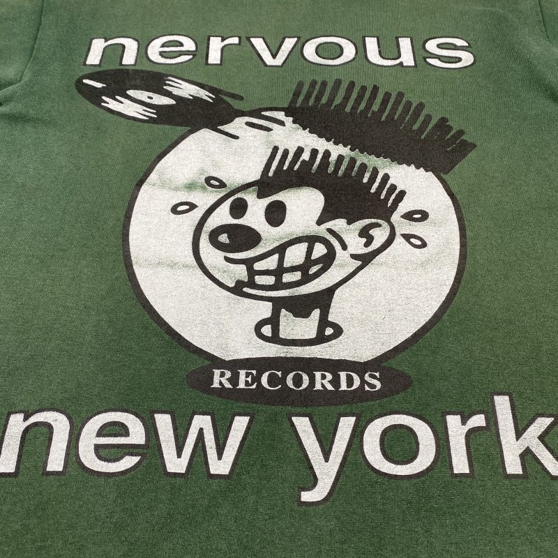 Vintage 90s Nervous Records Logo shirt - BIDSTITCH