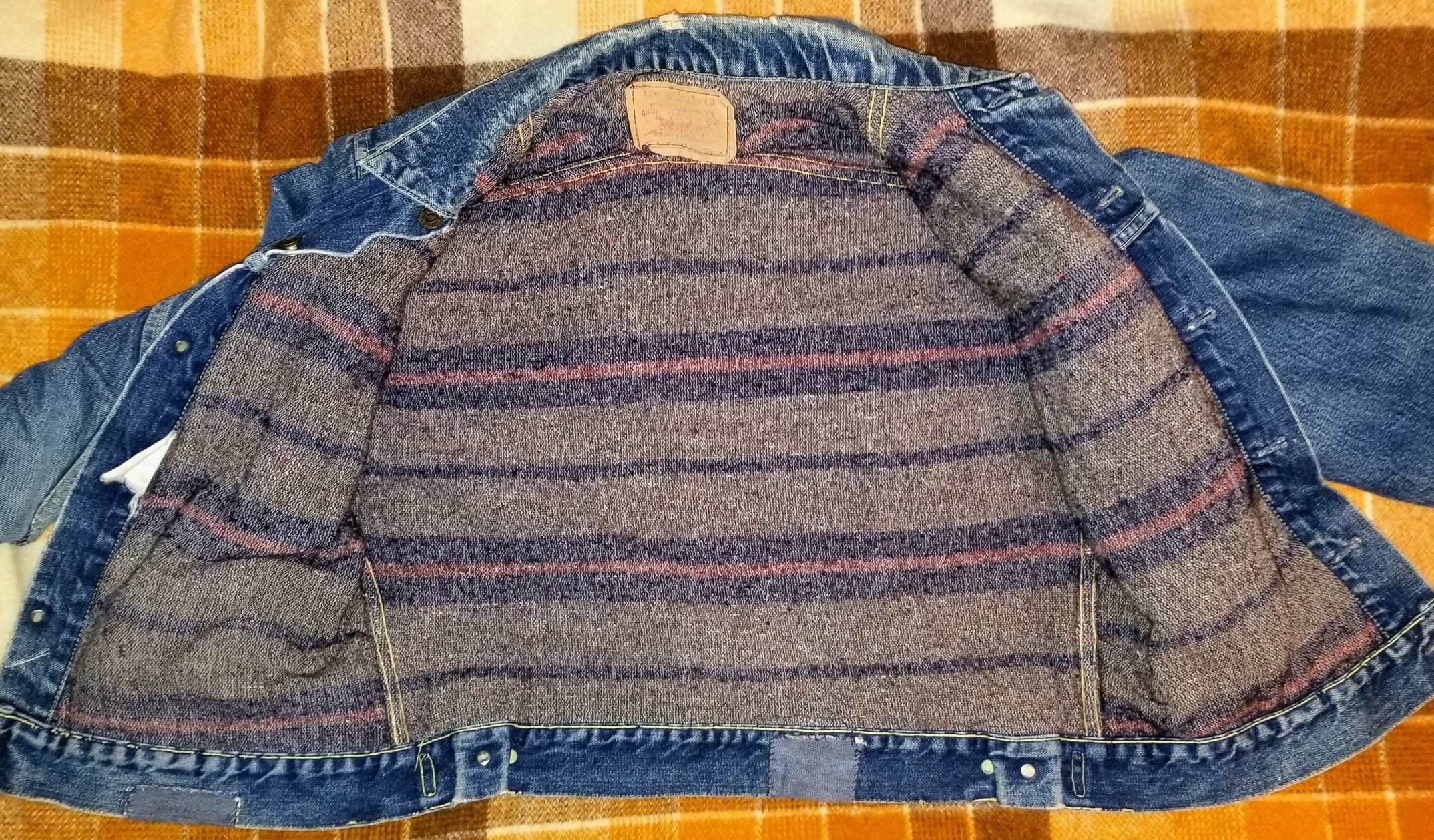 vintage 60s levi’s big e type 3 troy blanket lined denim jacket 557xx w ...